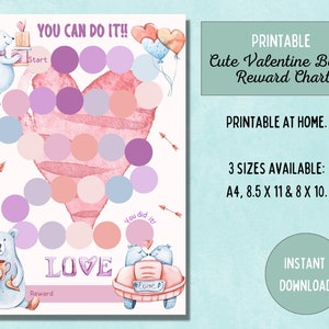 Valentines Kids Reward Chart Printable Sticker Chart Toddler - Etsy