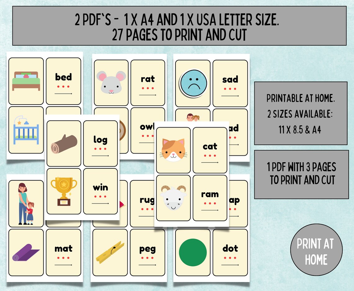 CVC Phonics Flashcards, CVC Printable Flashcards, Preschool Learn to ...