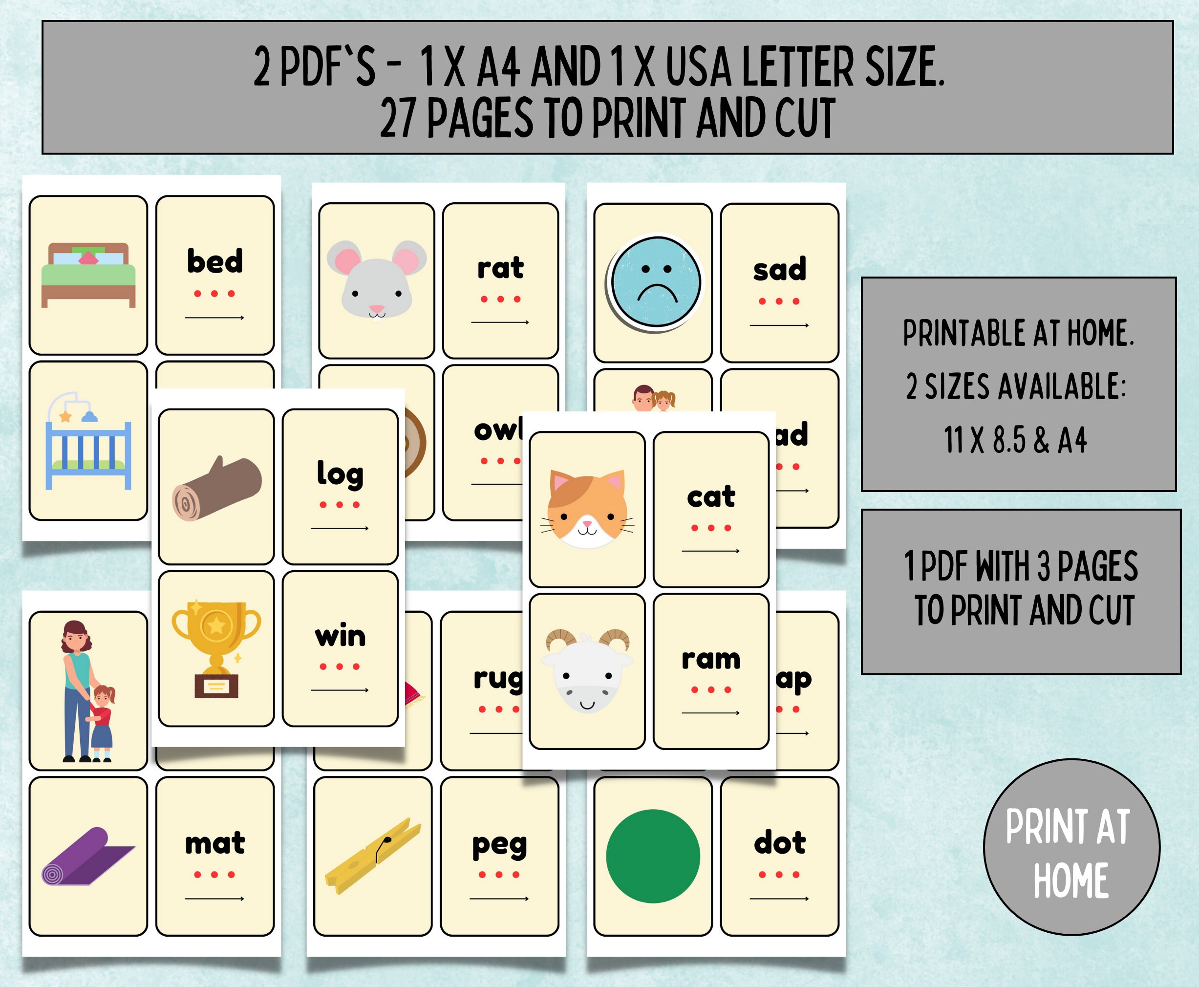 CVC Phonics Flashcards, CVC Printable Flashcards, Preschool Learn to ...