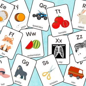 Alphabet Flashcards Printable, ABC Picture Cards, Preschool Alphabet ...