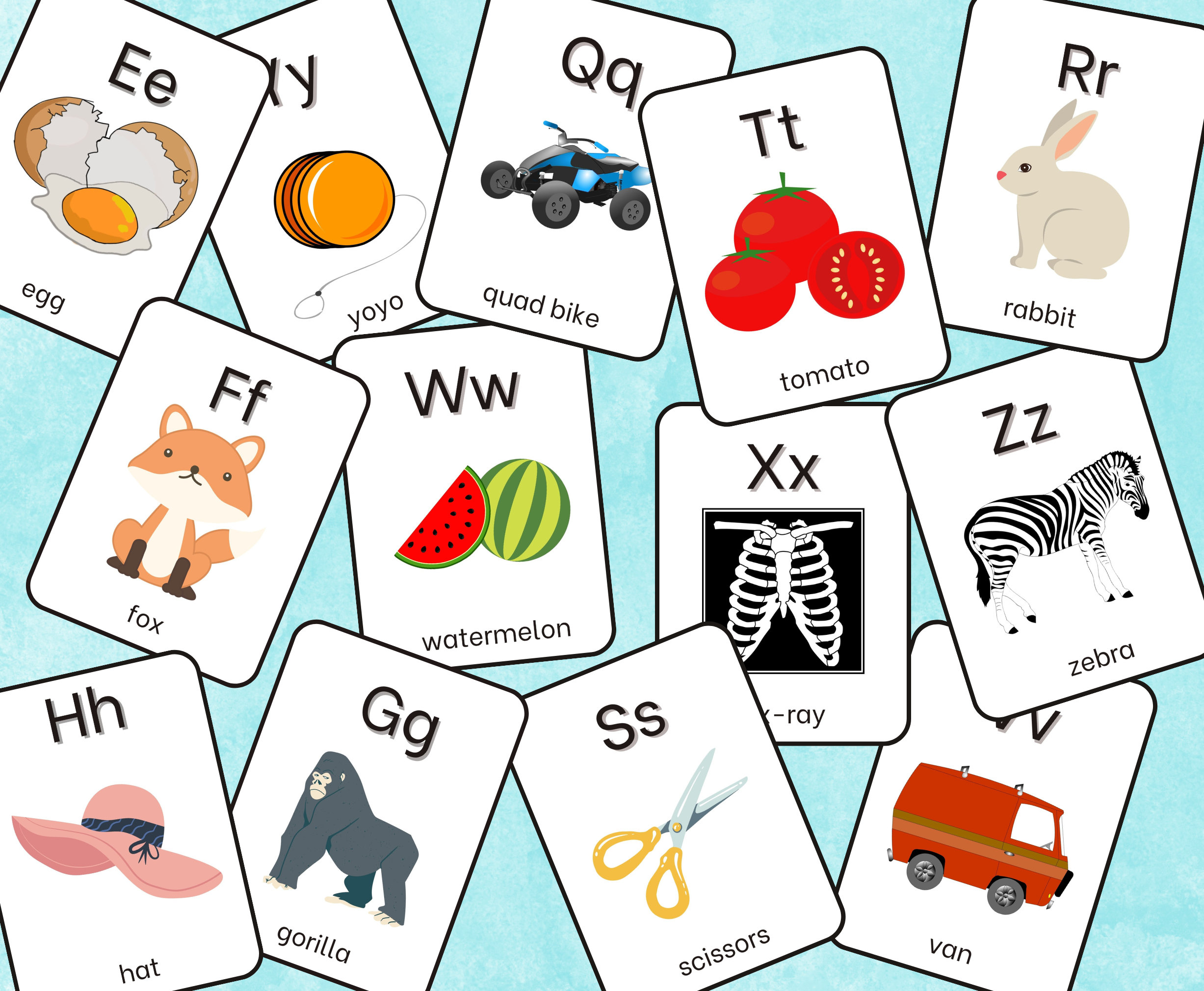 Alphabet Flashcards Printable, ABC Picture Cards, Preschool Alphabet ...