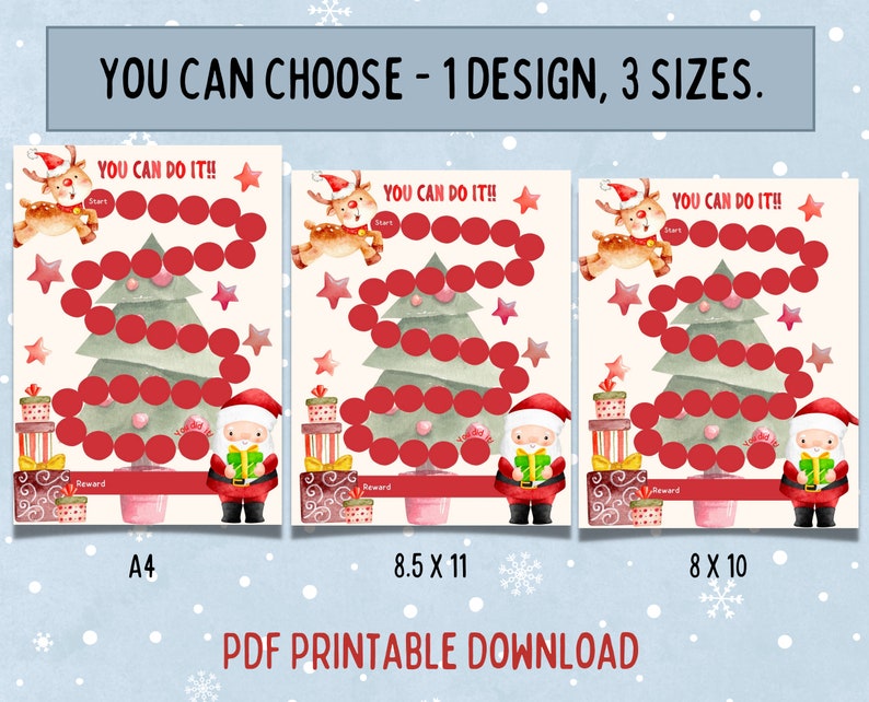 Christmas Reward Chart Printable, Sticker Chart Printable, Kids Chore ...