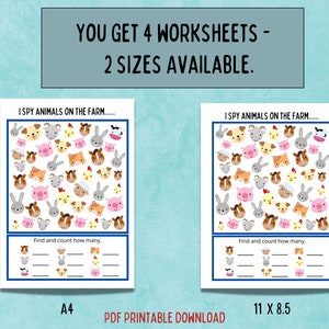I Spy Printable Animal Activities for Toddlers, 4 I Spy Counting Games ...