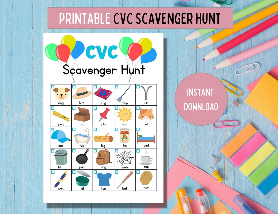 Printable CVC Scavenger Hunt, CVC Look and Find, Kids Summer Activities ...