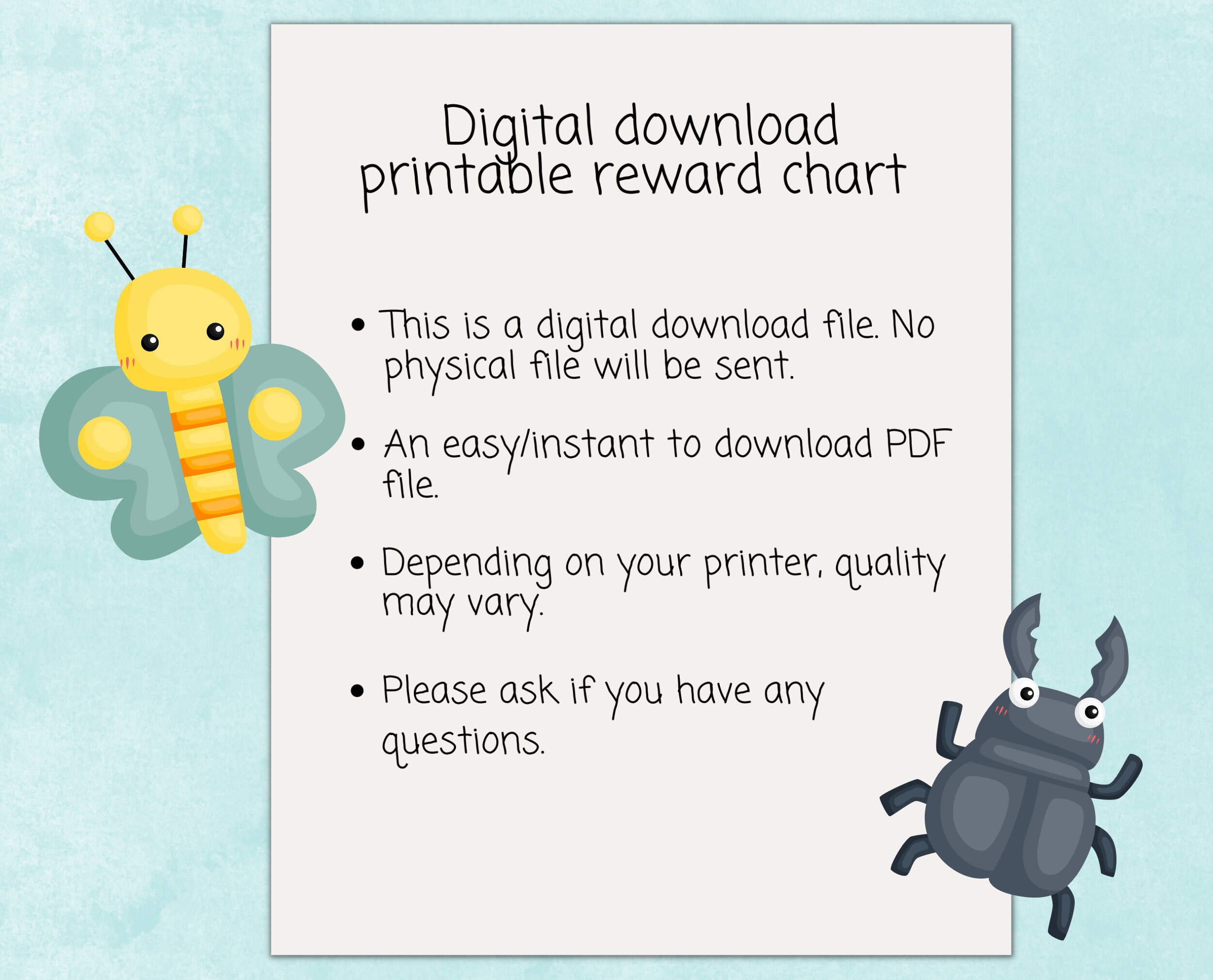 Printable Reward Chart, Toddler Sticker Chart, Daily Chore Chart ...