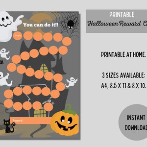 Printable Halloween Reward Chart, Daily Chore Chart, Halloween Sticker ...
