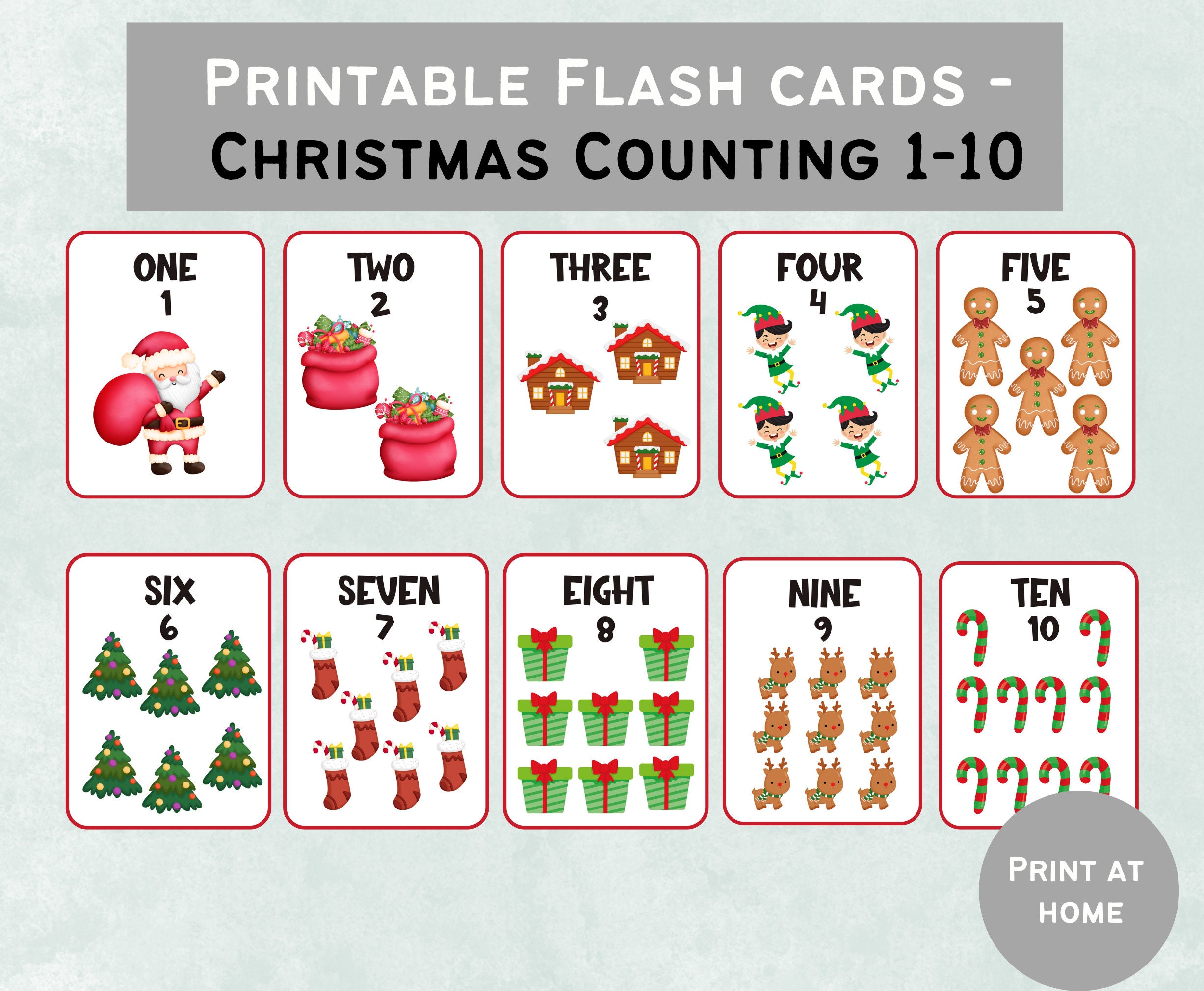 Number Flashcards Printable Printable Christmas Themed - Etsy UK