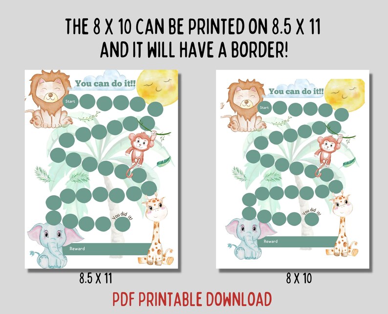 Safari Kids Reward Chart Printable Jungle Sticker Chart - Etsy