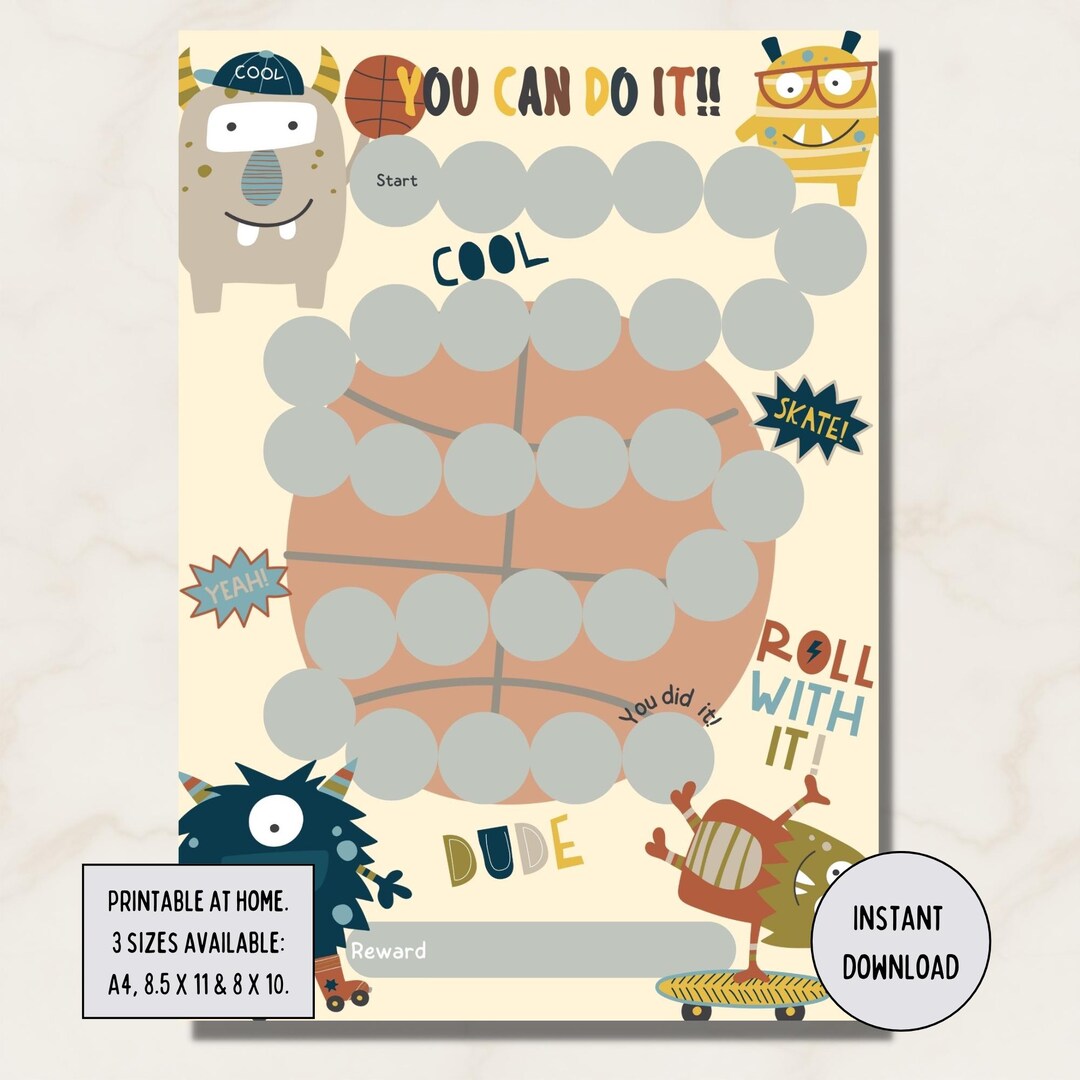 Printable Monster Reward Chart, Kids Chore Chart, Behaviour Tracker ...