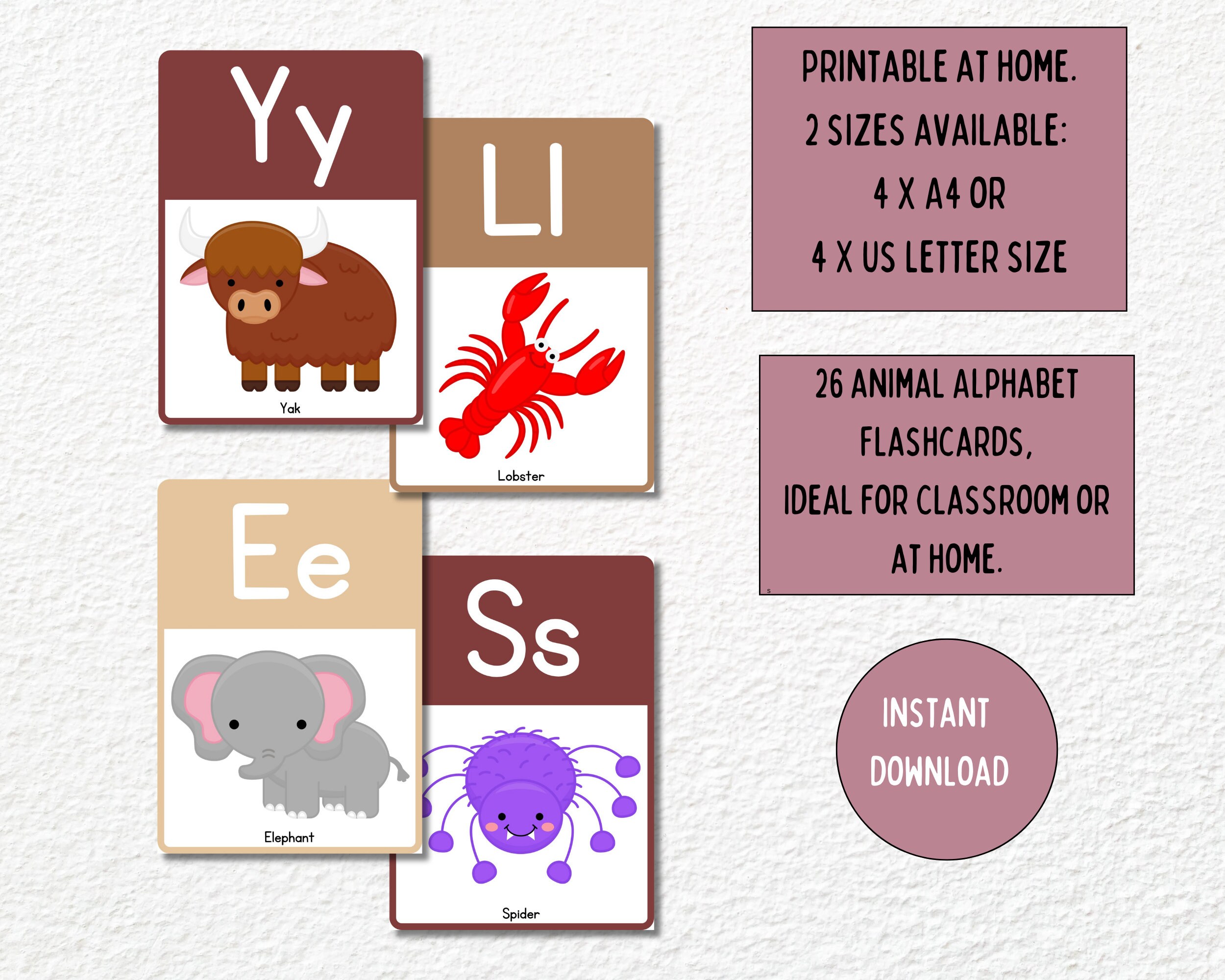 Alphabet Flashcards Printable, ABC Picture Cards, Preschool Alphabet ...