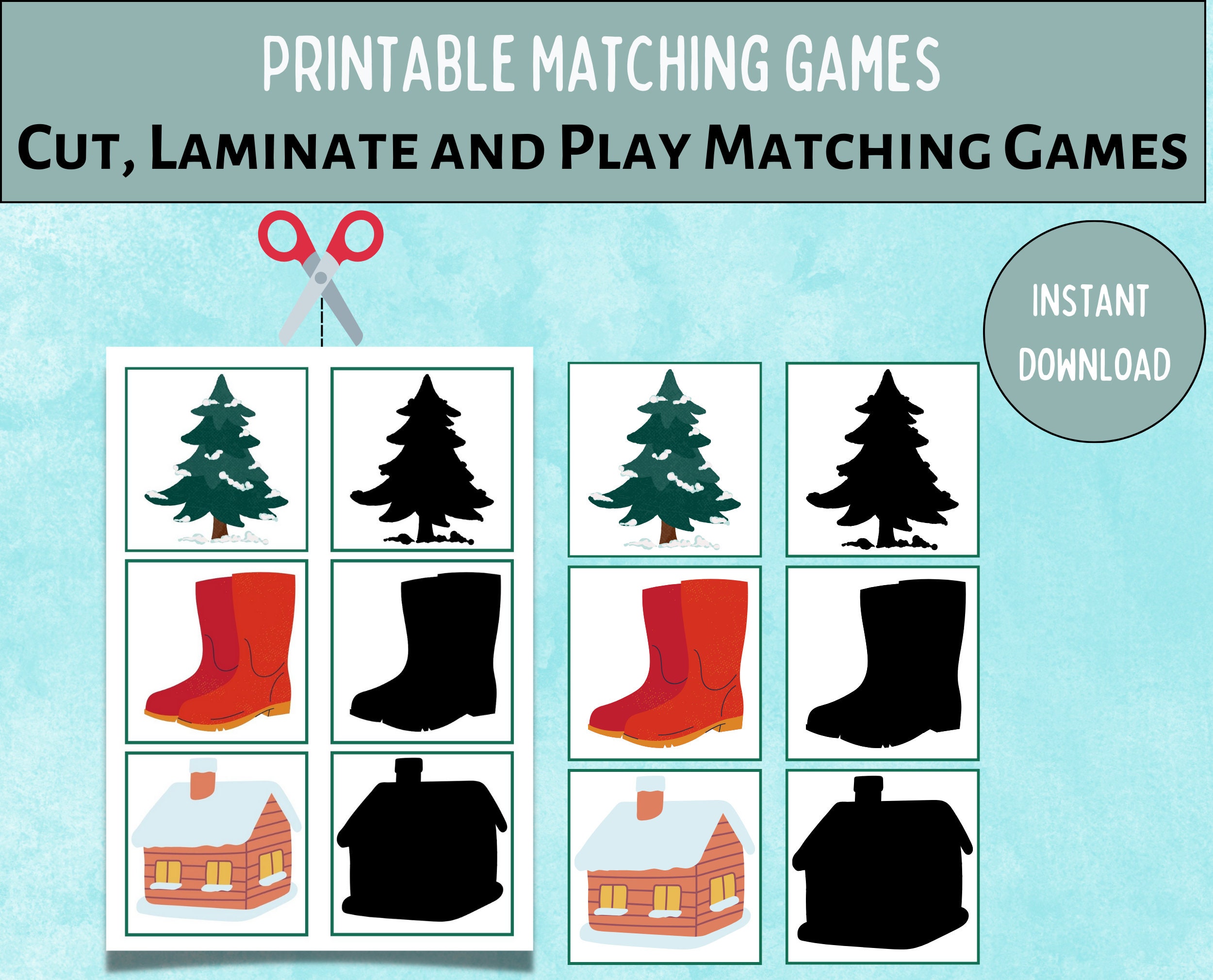 Winter Matching Game Printable,preschool Shadow Matching,winter Cut and ...