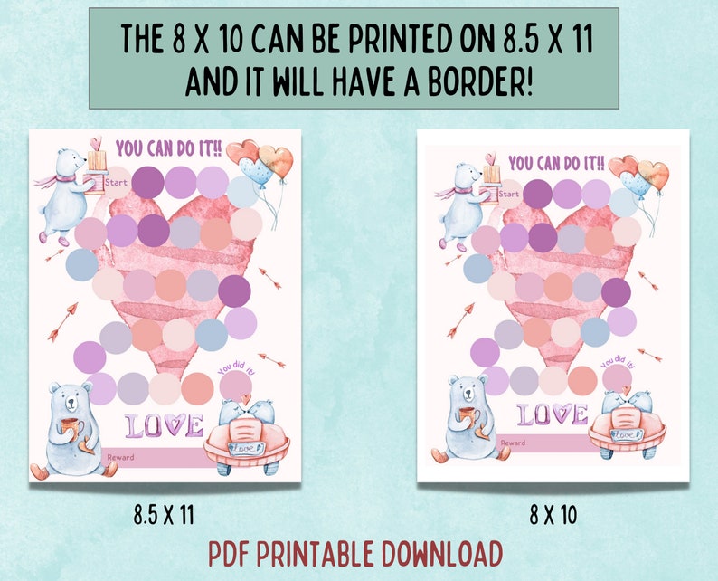 Valentines Kids Reward Chart Printable Sticker Chart Toddler - Etsy
