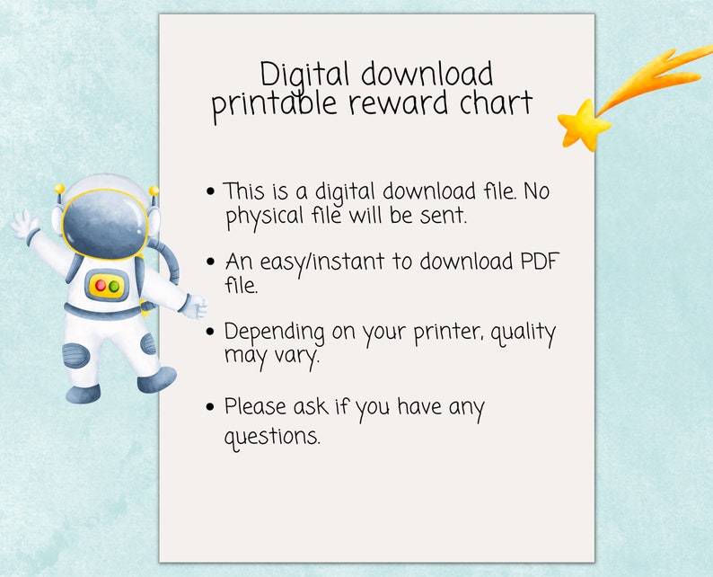 Outer Space Reward Chart Printable, Astronaut Sticker Chart, Daily ...