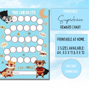 Superhero Reward Chart Printable, Daily Chore Chart Kids, Superhero ...