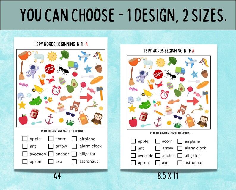 I Spy Words Beginning With A Printable, Initial Sounds Worksheet, Learn ...