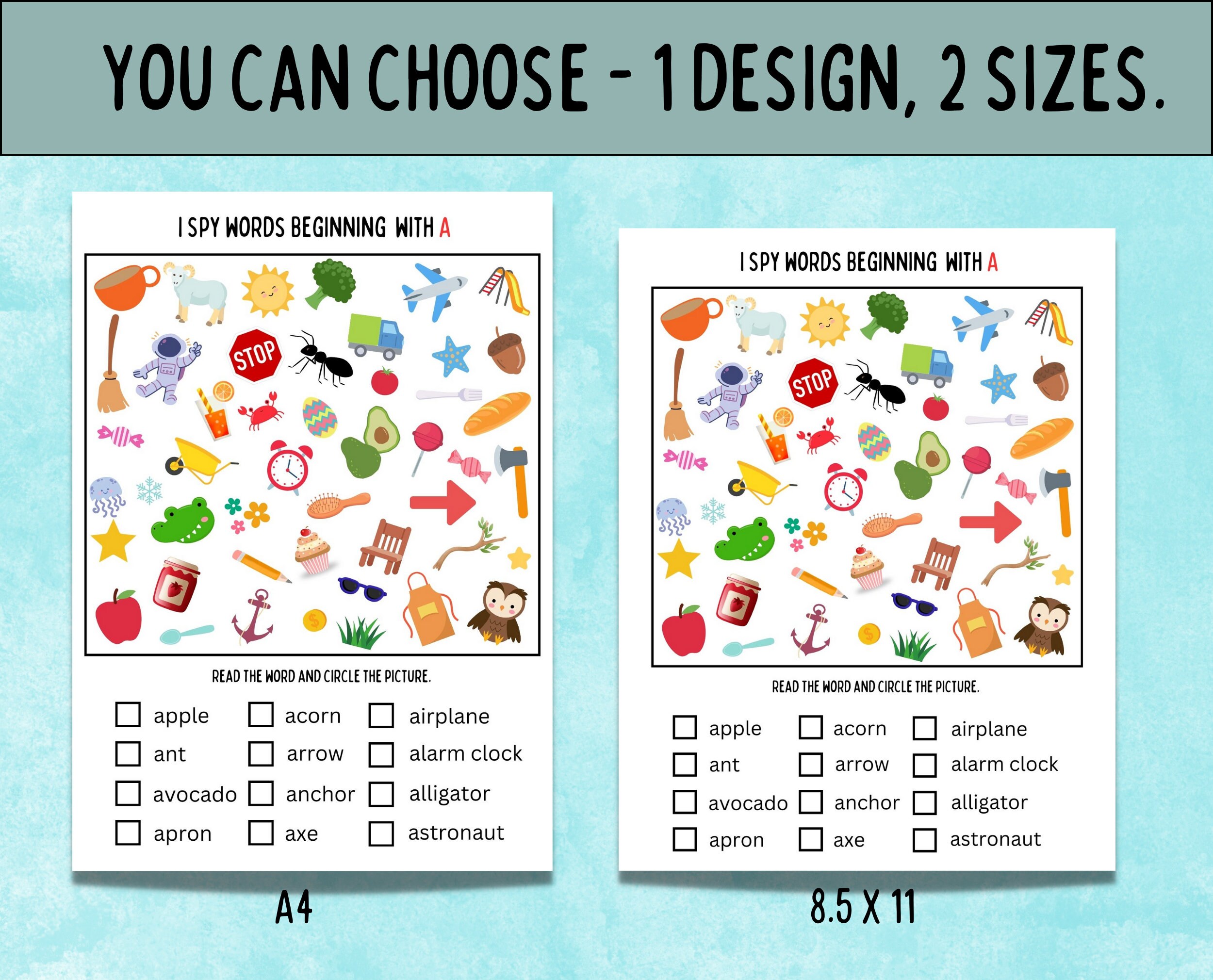 I Spy Words Beginning With A Printable, Initial Sounds Worksheet, Learn ...