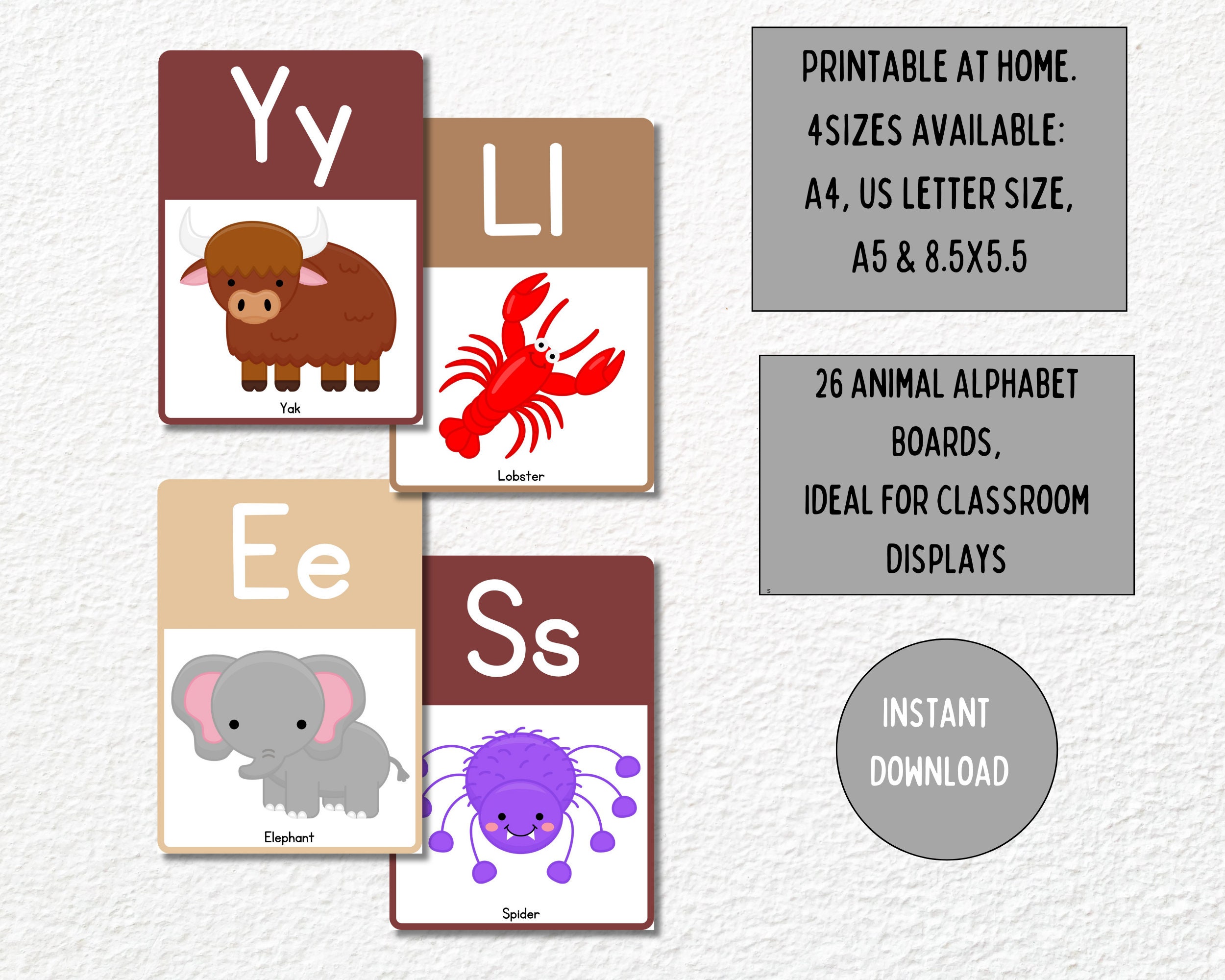 Animal ABC Poster Pack Printable,classroom Alphabet Display, Bulletin ...