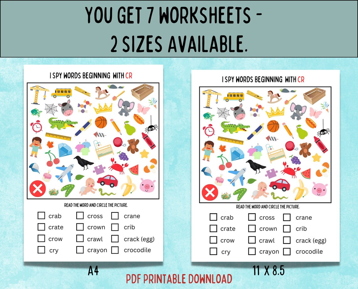 Beginning Word Blends Printable I Spy Game, Consonant Blends Worksheets ...