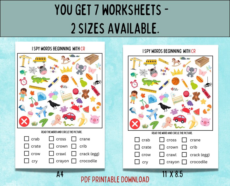 Beginning Word Blends Printable I Spy Game, Consonant Blends Worksheets ...