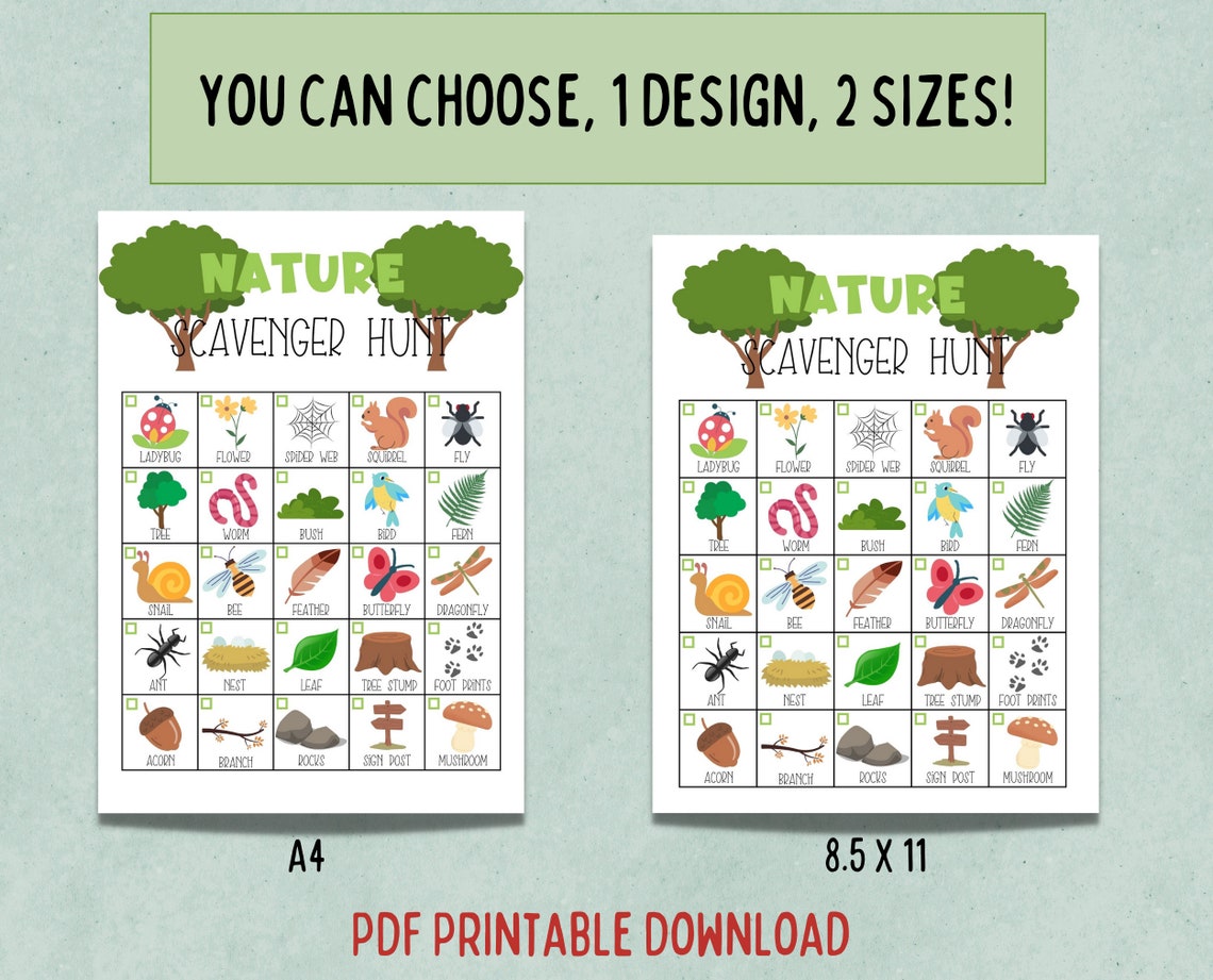 Printable Nature Scavenger Hunt, Nature Look and Find, Summer Vacation ...
