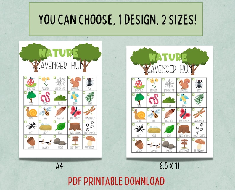 Printable Nature Scavenger Hunt for Kids (digital Download) - Etsy