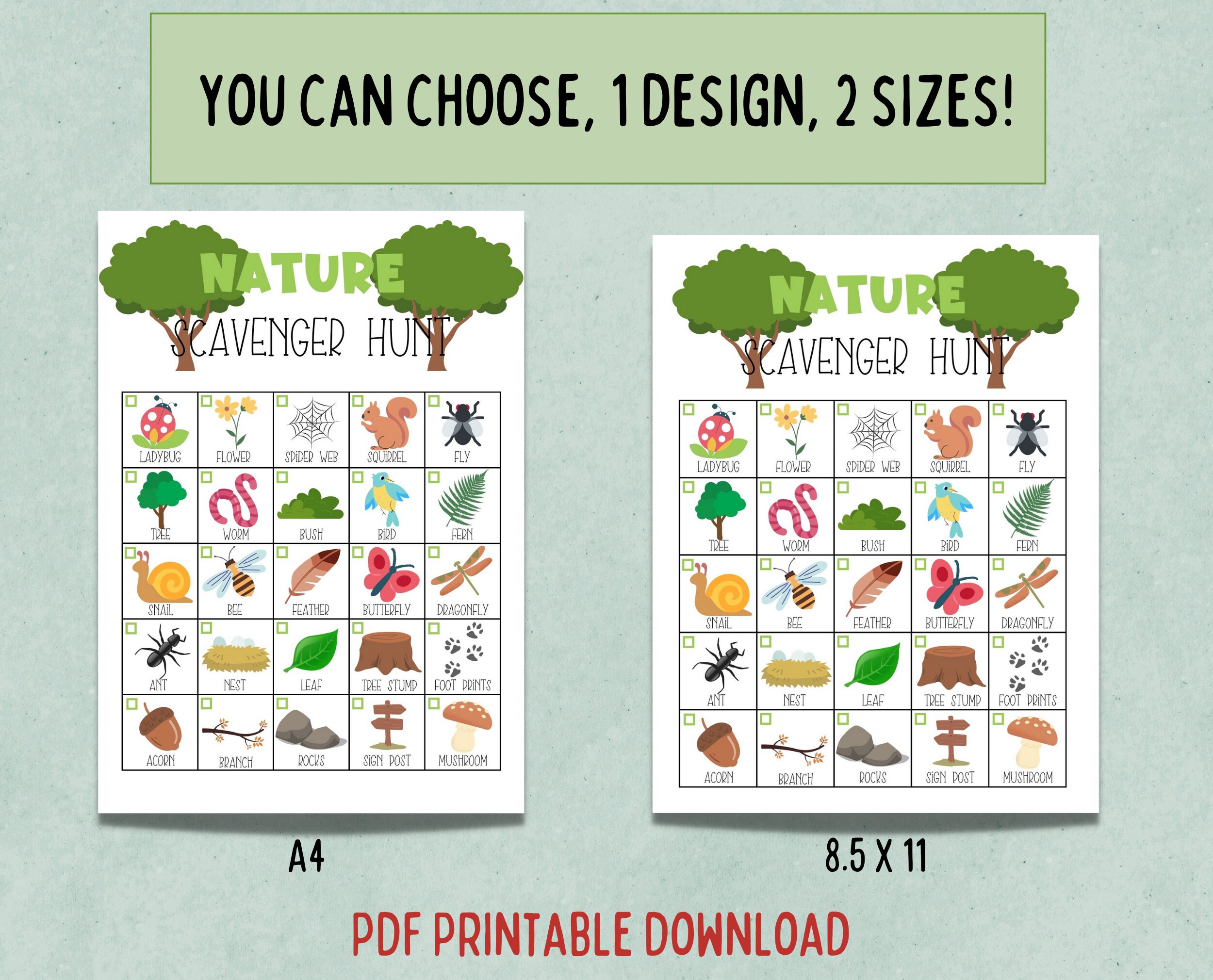 Printable Nature Scavenger Hunt, Nature Look and Find, Summer Vacation ...