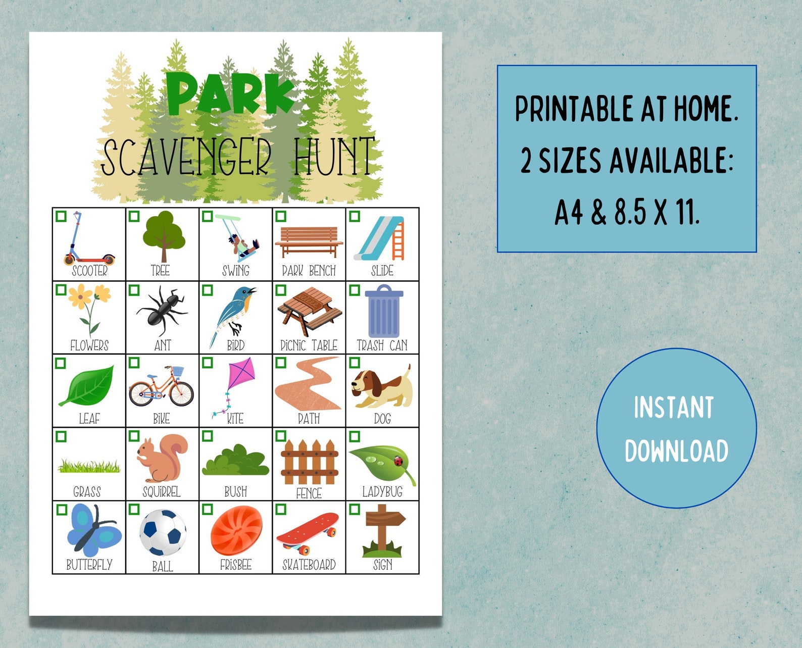 Printable Park Scavenger Hunt for Kids (digital Download) - Etsy