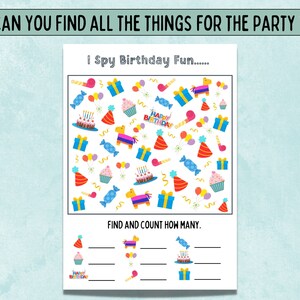 I Spy Birthday Game: Counting Activity Worksheet (digital Download) - Etsy