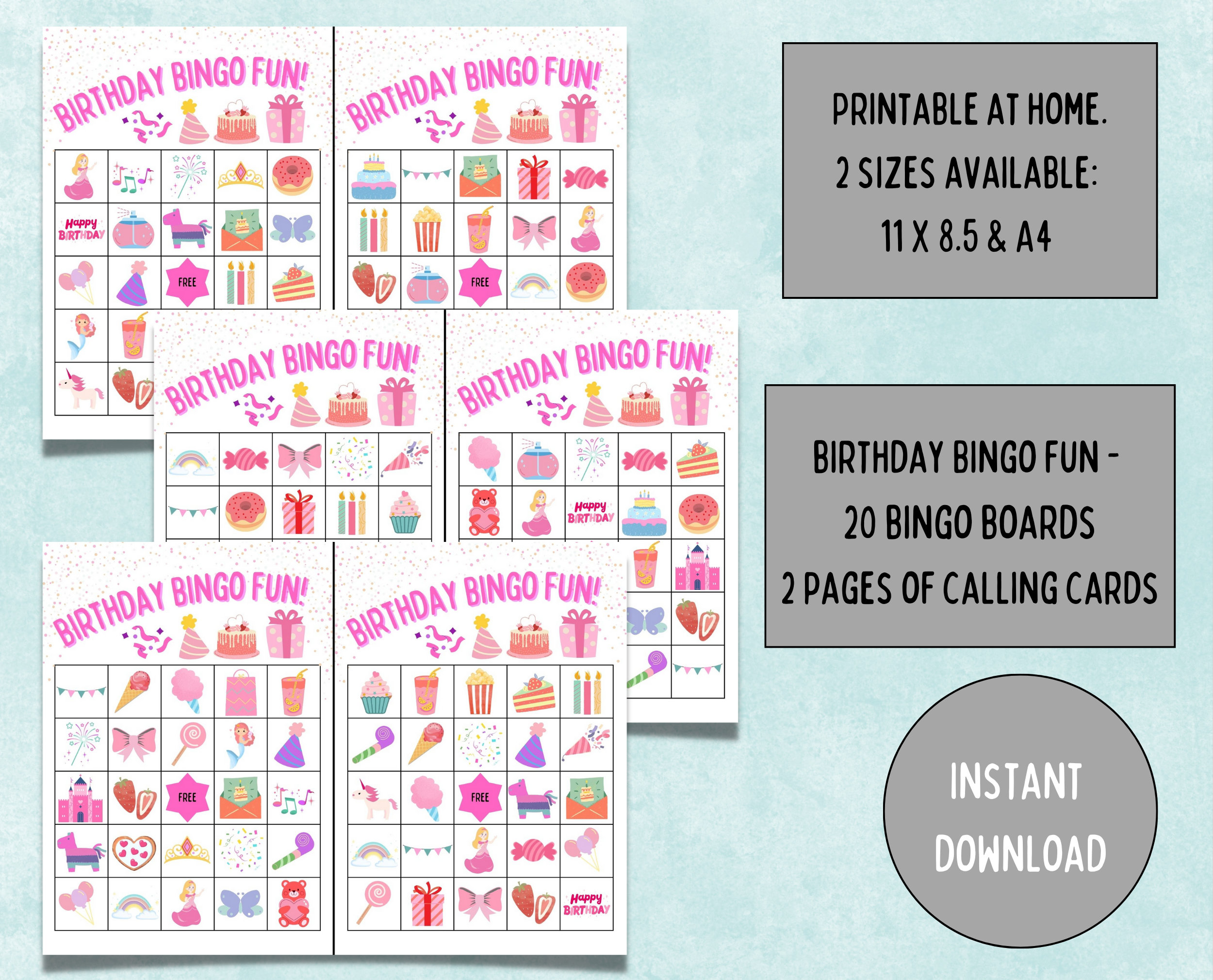 Birthday Bingo Game: Kids Party Activity (digital Download) - Etsy