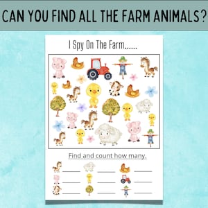 I Spy Game, Preschool Worksheets, I Spy on the Farm, Kindergarten Math ...