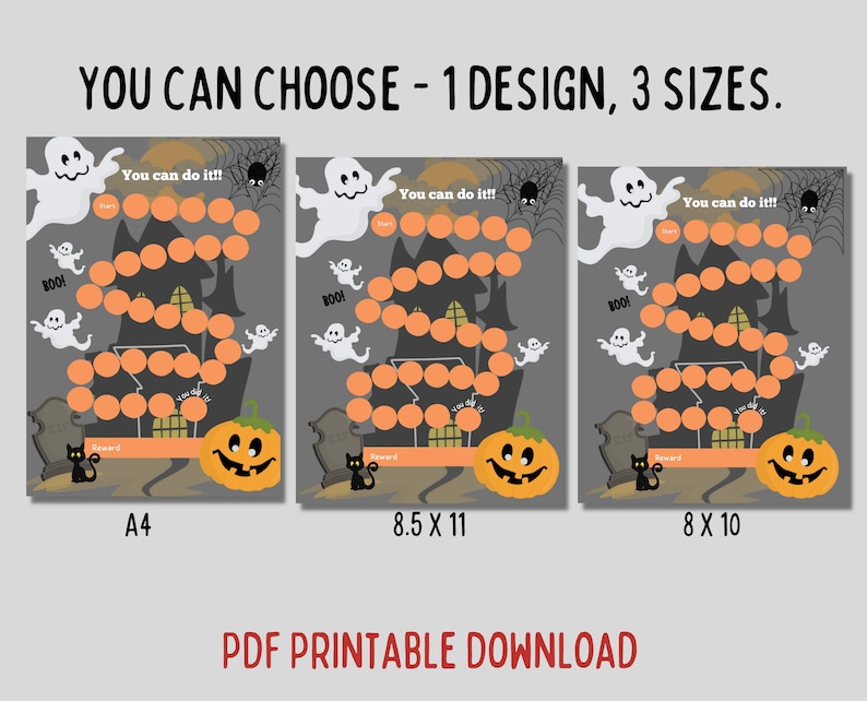 Printable Halloween Reward Chart, Daily Chore Chart, Halloween Sticker ...