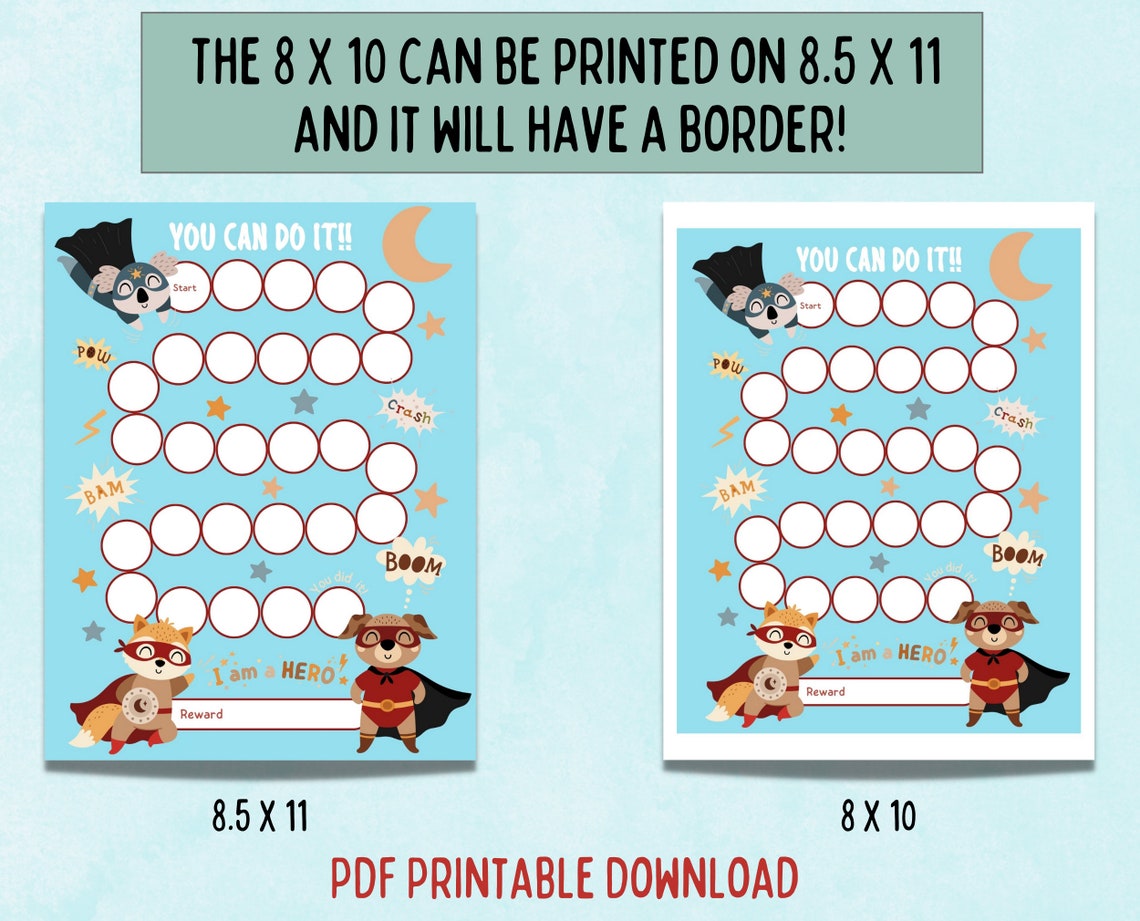 Superhero Reward Chart Printable for Kids,behavior Chart, Motivational ...