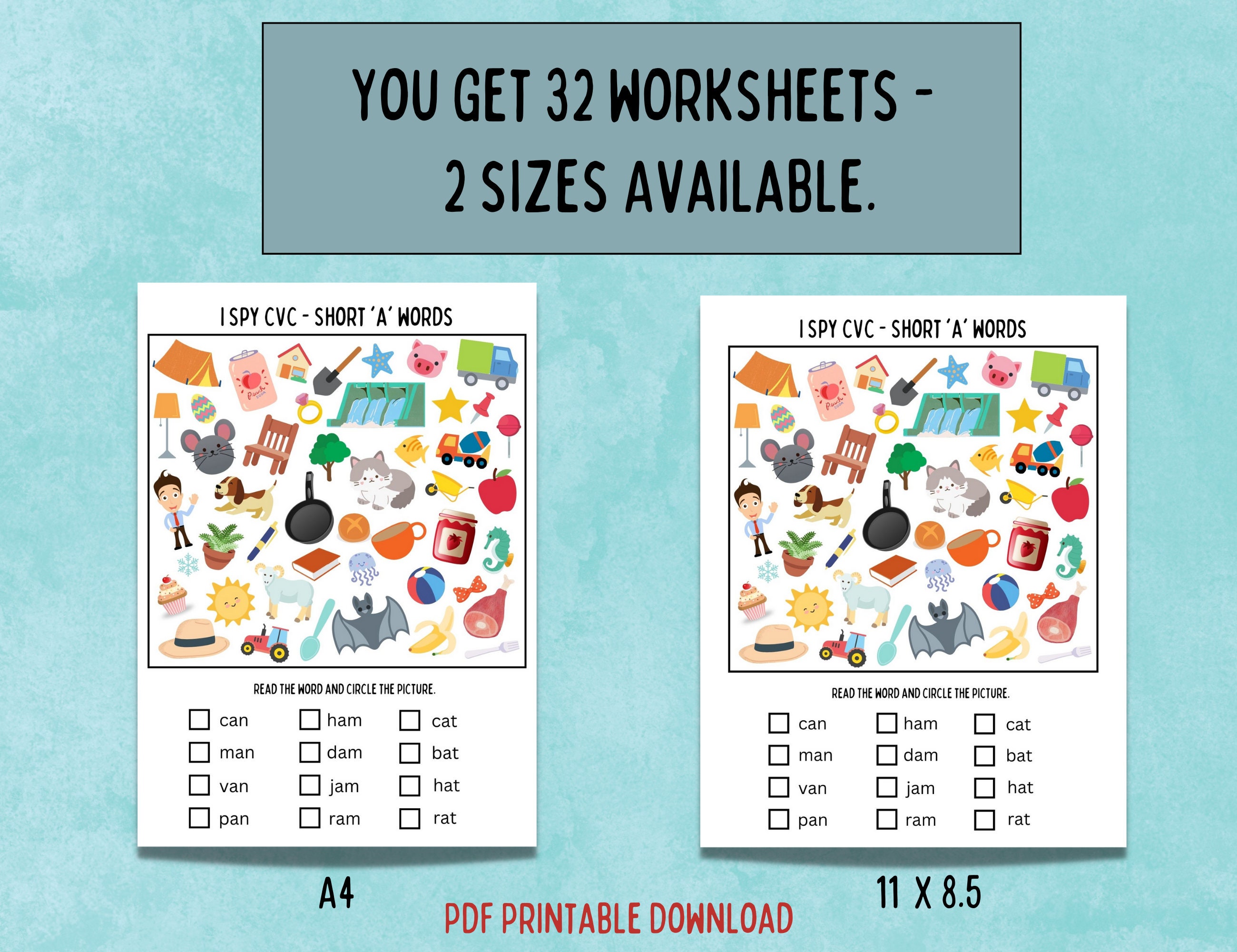 CVC Printable Bundle I Spy Cvc's Reading Cvc'c - Etsy