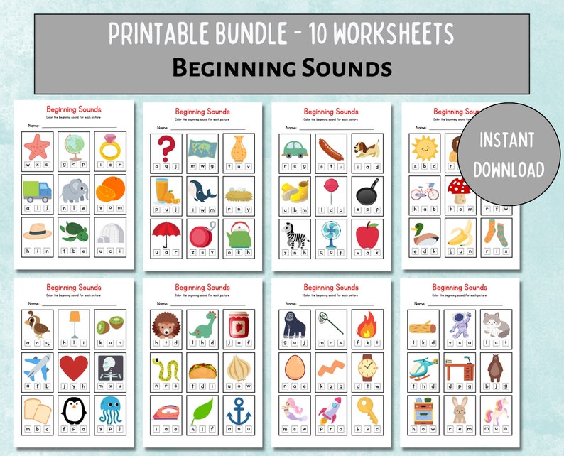 Beginning Sounds Worksheets, Early Learning Phonics Worksheets ...
