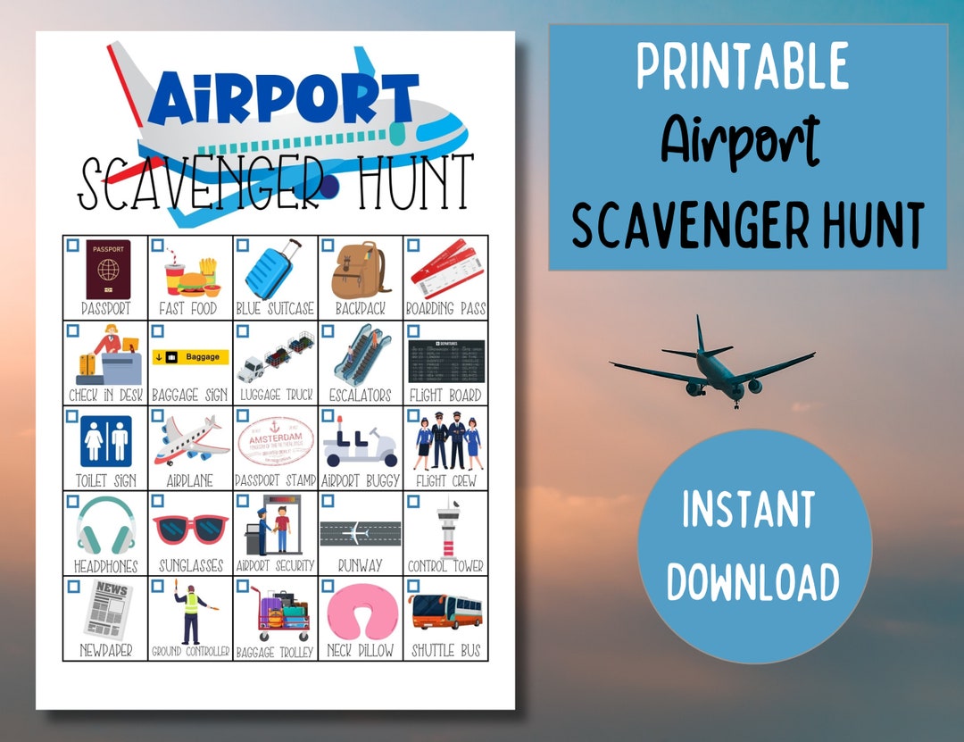 Printable Airport Scavenger Hunt Kids,travel Look and Find, Airplane ...