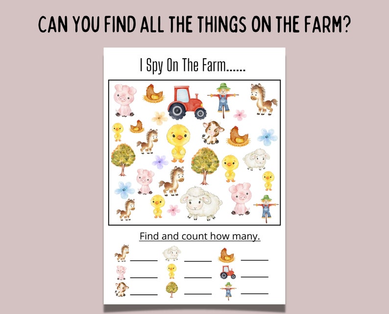 I Spy Printable Animal Activities for Toddlers 4 I Spy - Etsy