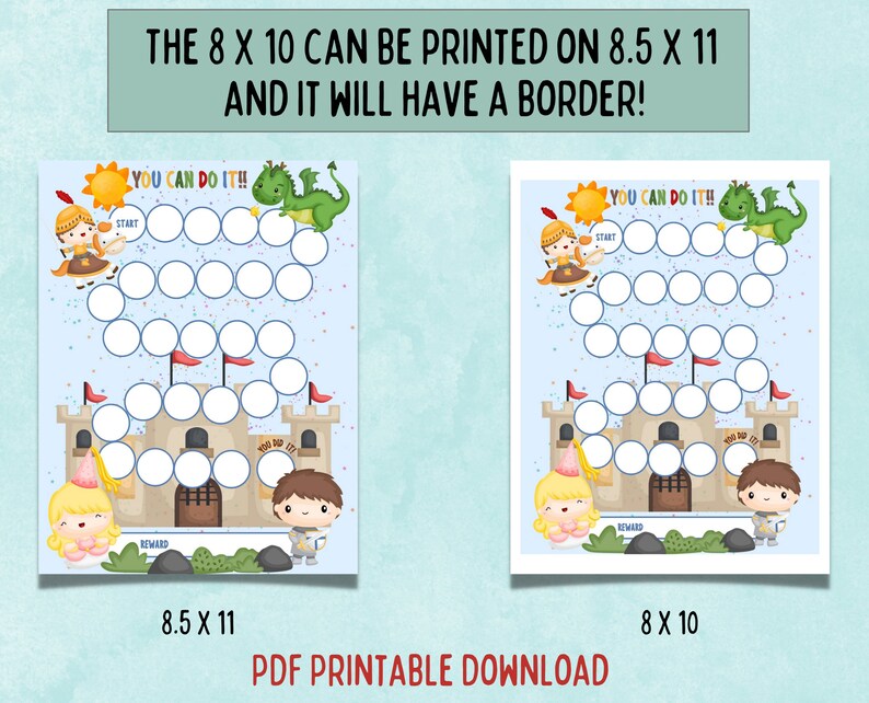 Printable Knights Reward Chart, Kids Daily Chore Chart, Boys Sticker ...