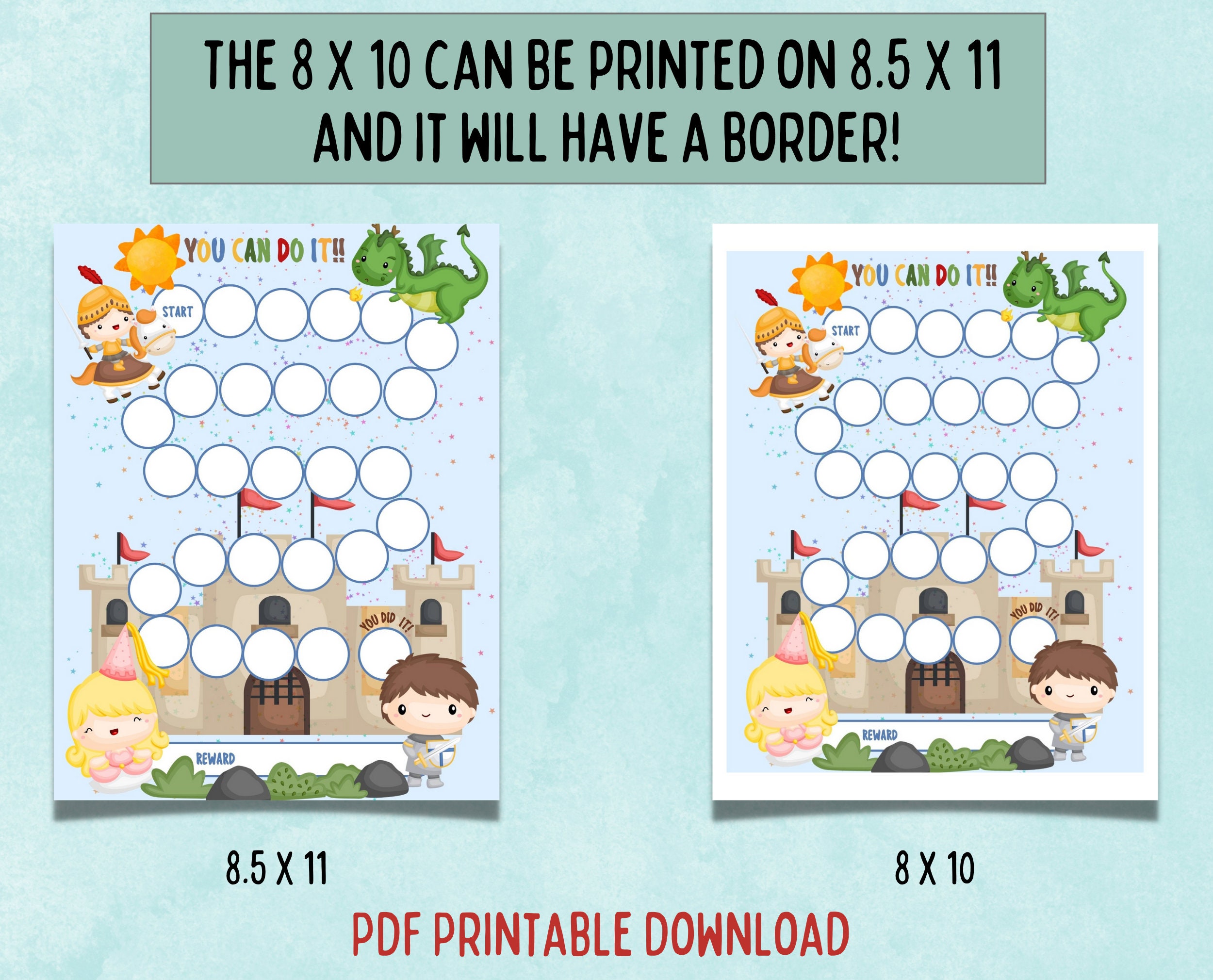 Printable Knights Reward Chart, Kids Daily Chore Chart, Boys Sticker ...