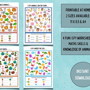 I Spy Printable Animal Activities for Toddlers, 4 I Spy Counting Games ...