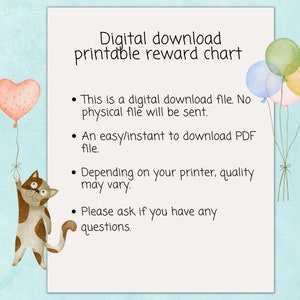 Cat Reward Chart , Printable Routine Sticker Chart, Behaviour Chart ...