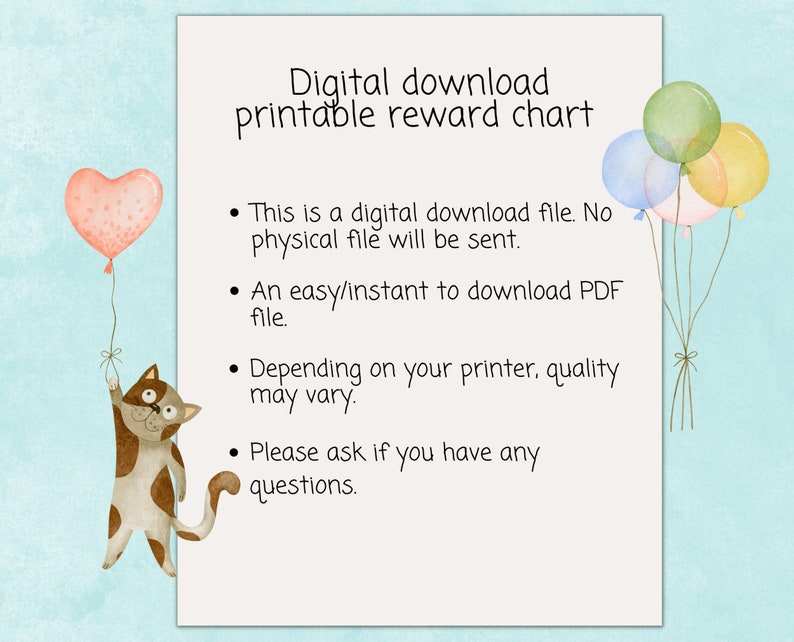 Cat Reward Chart , Printable Routine Sticker Chart, Behaviour Chart ...