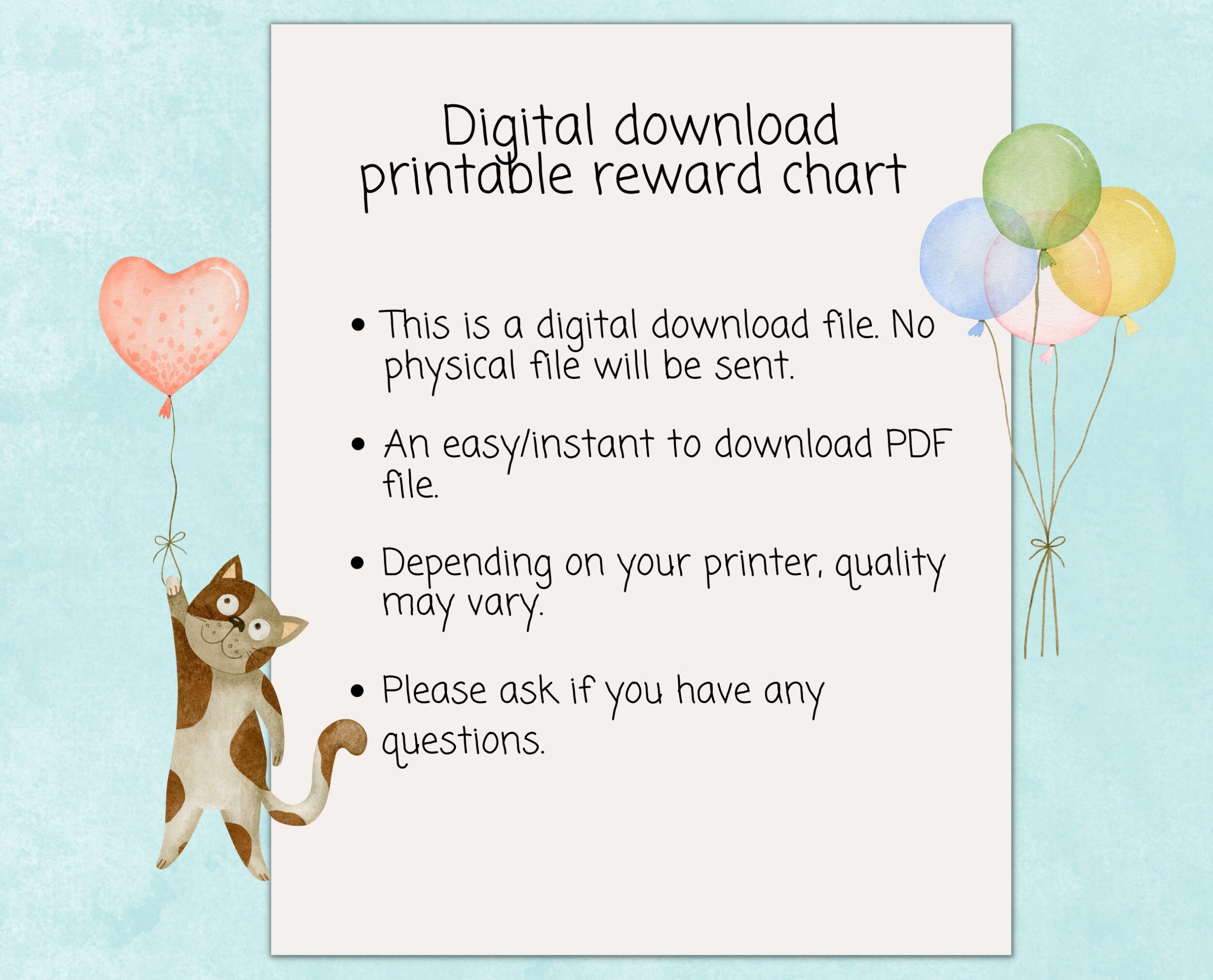 Cat Reward Chart , Printable Routine Sticker Chart, Behaviour Chart ...