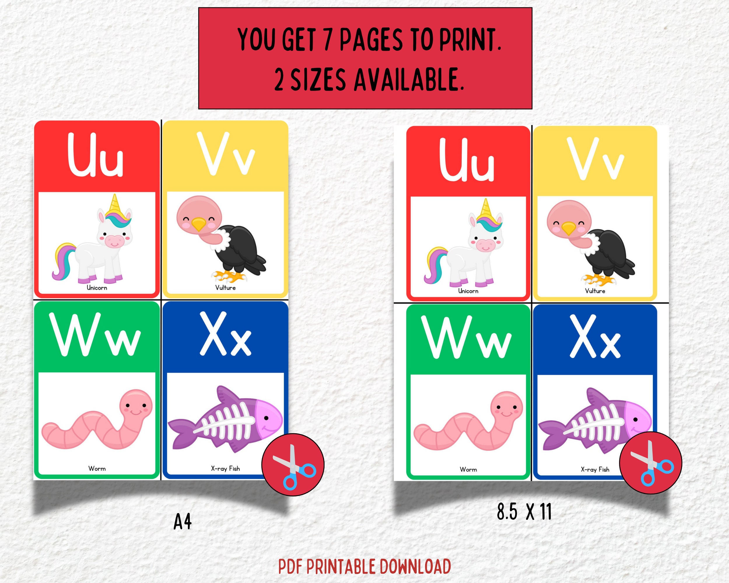 Alphabet Flashcards Printable, ABC Picture Cards, Preschool Alphabet ...