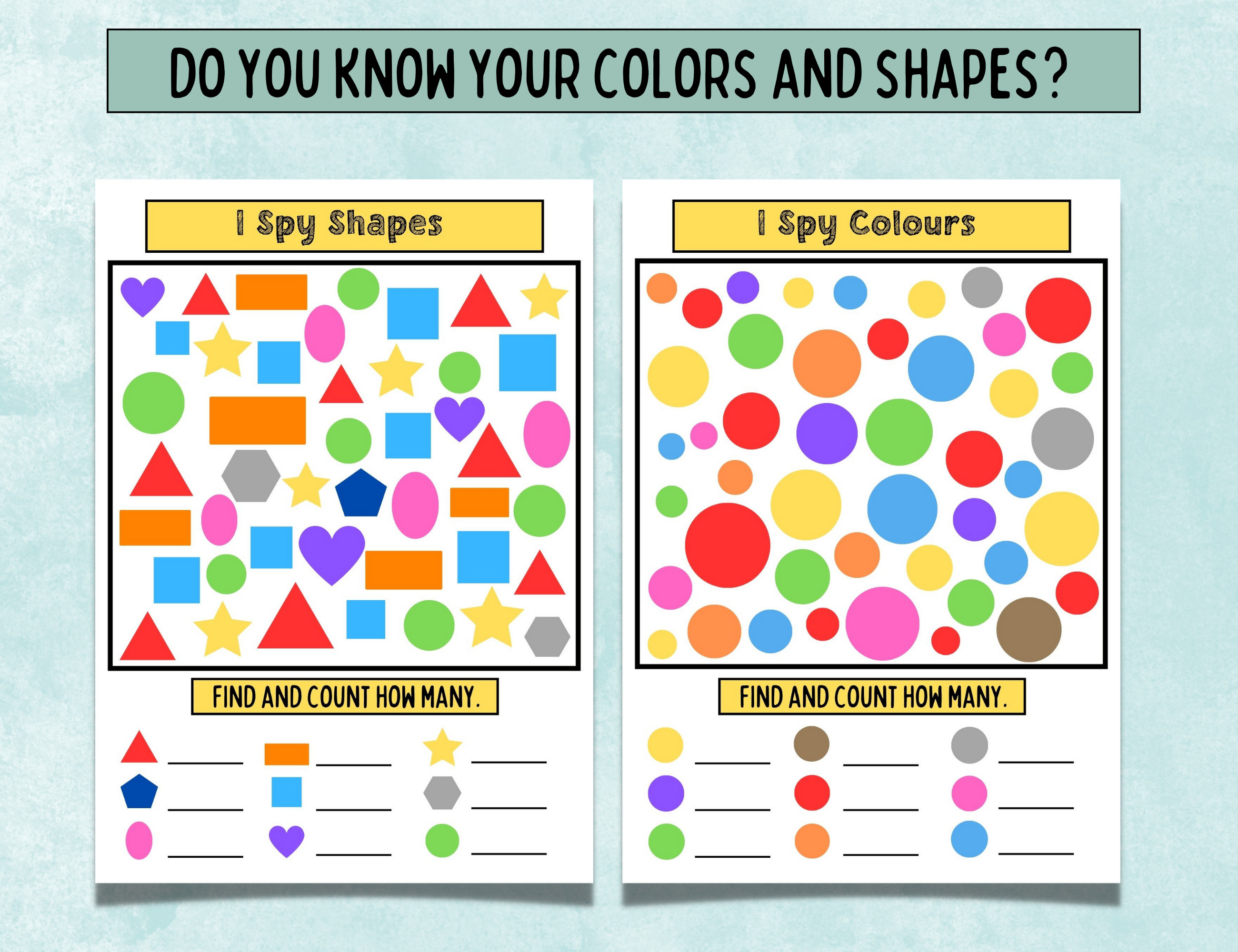 I Spy Printable Game: Colors and Shapes (digital Download) - Etsy Israel