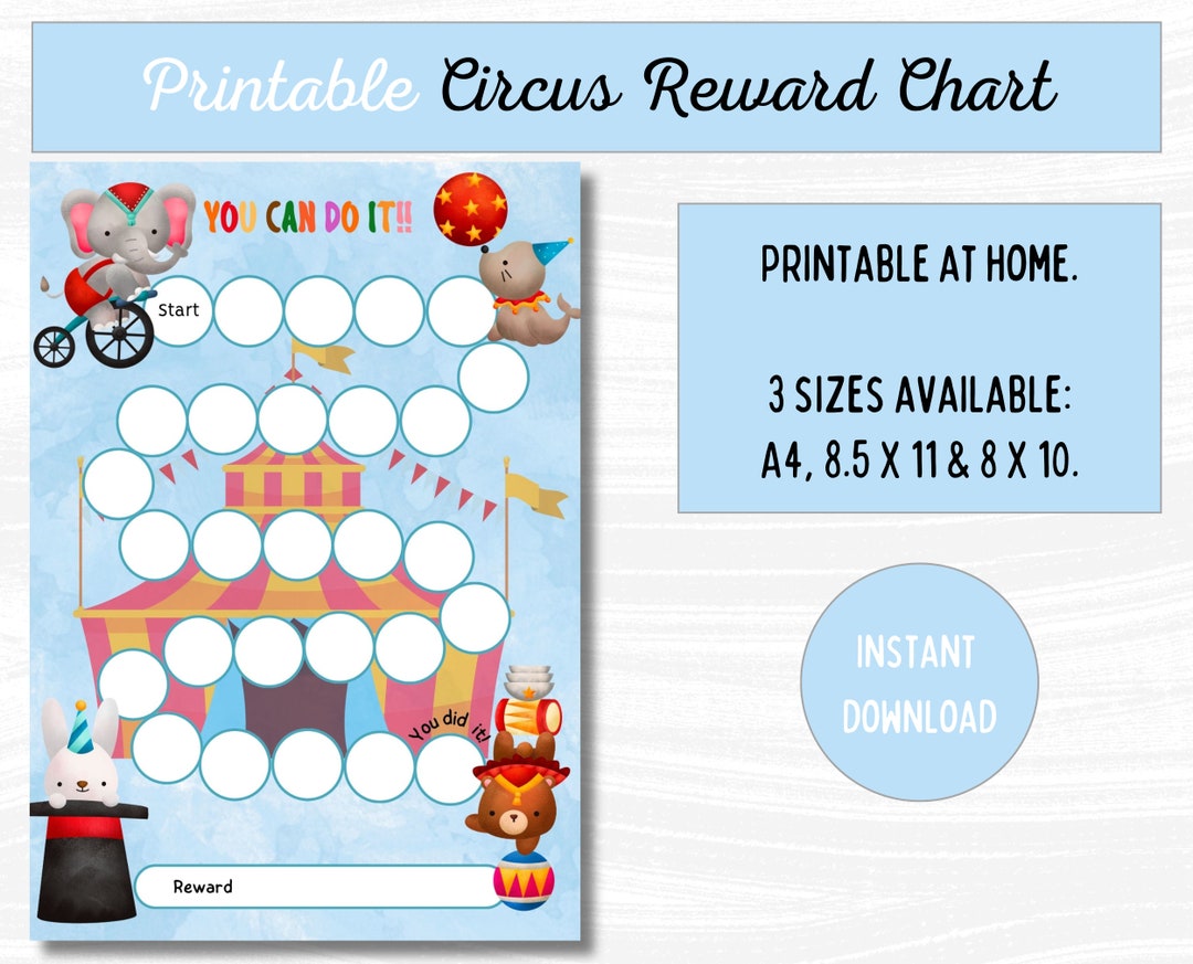 Circus Reward Chart for Kids Printable,sticker Chart Printable,daily ...