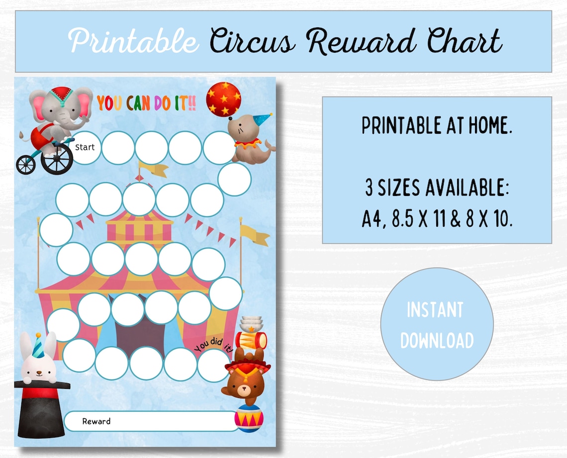 Circus Reward Chart for Kids Printable,sticker Chart Printable,daily ...