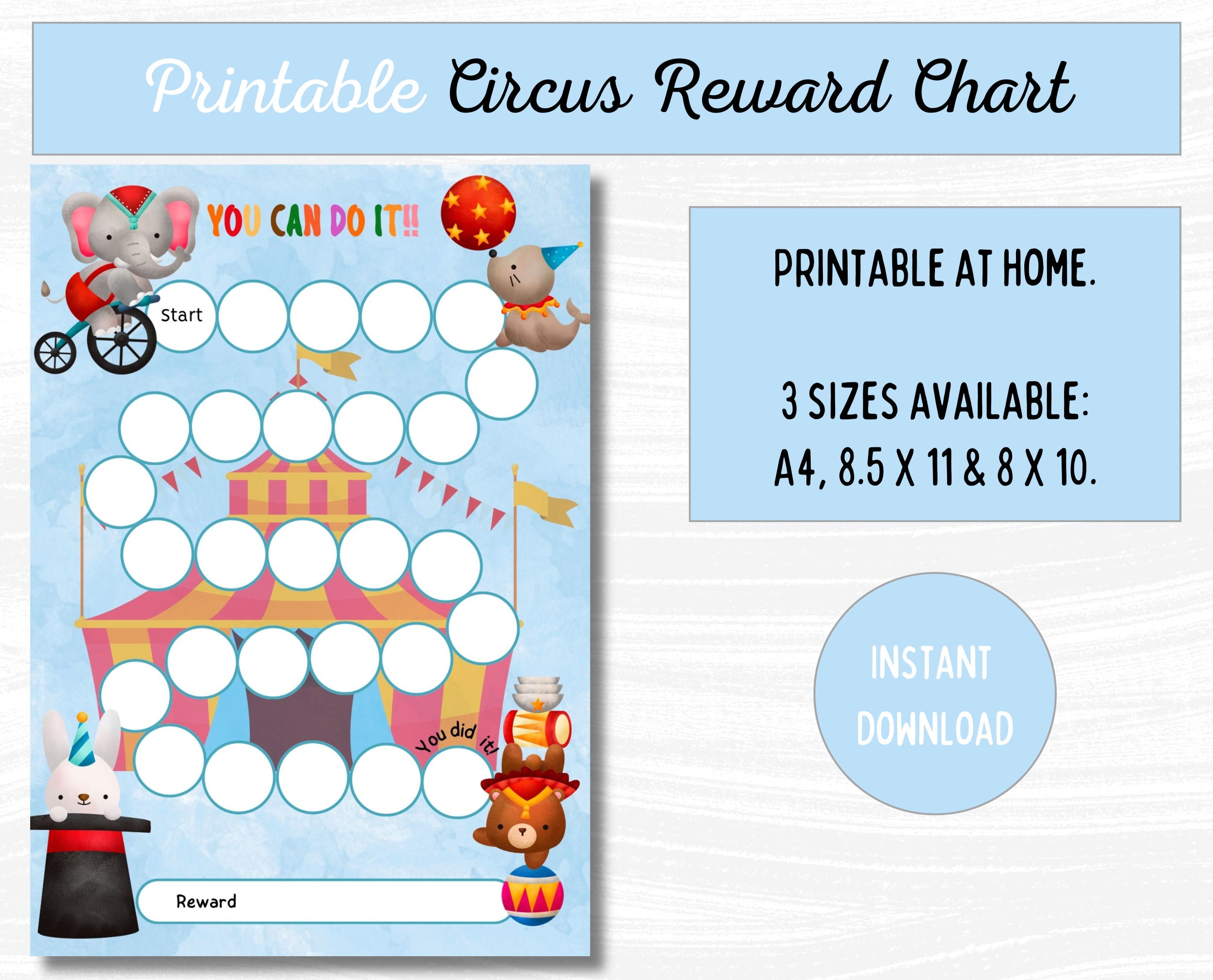Circus Reward Chart for Kids Printable,sticker Chart Printable,daily ...