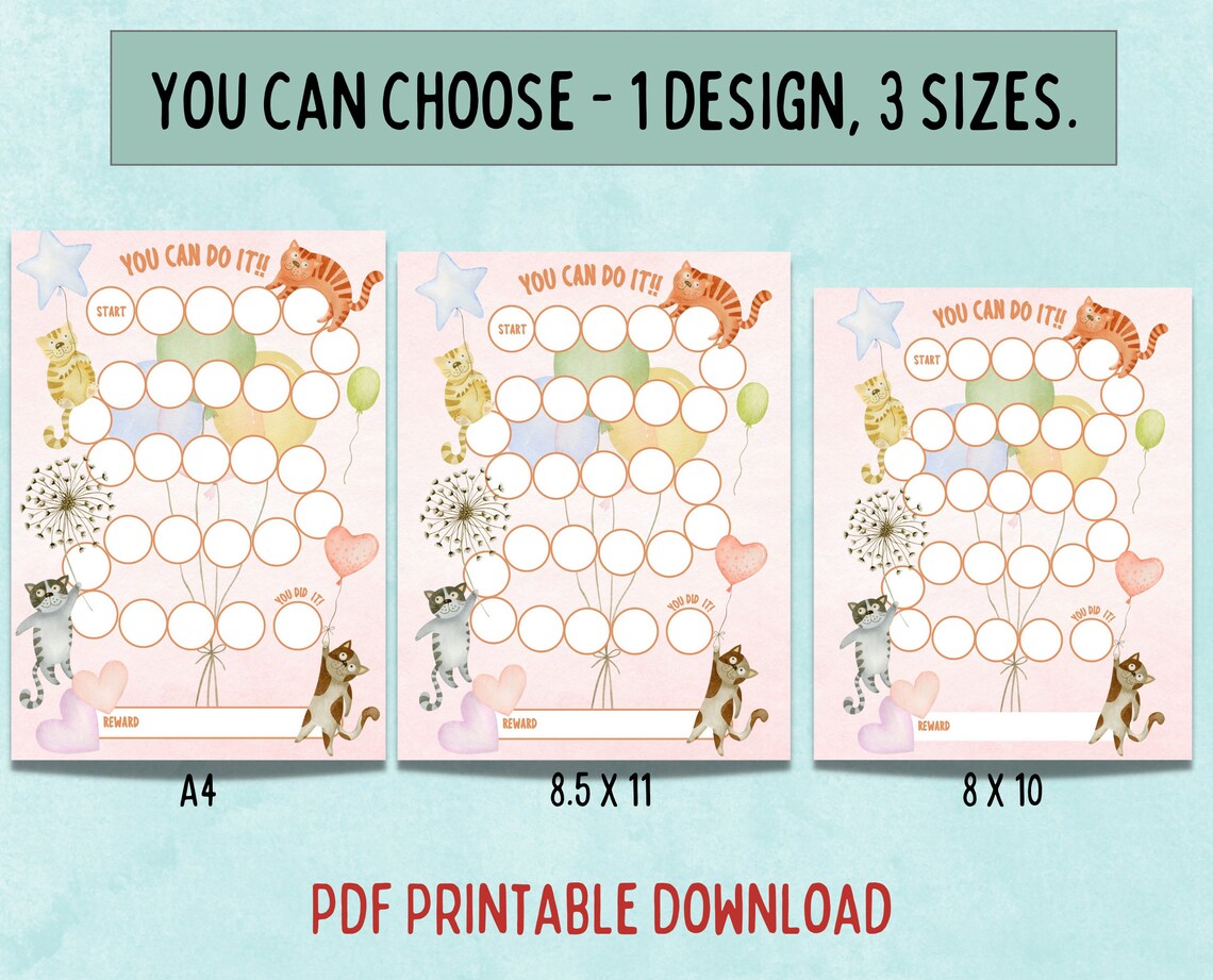 Cat Reward Chart , Printable Routine Sticker Chart, Behaviour Chart ...