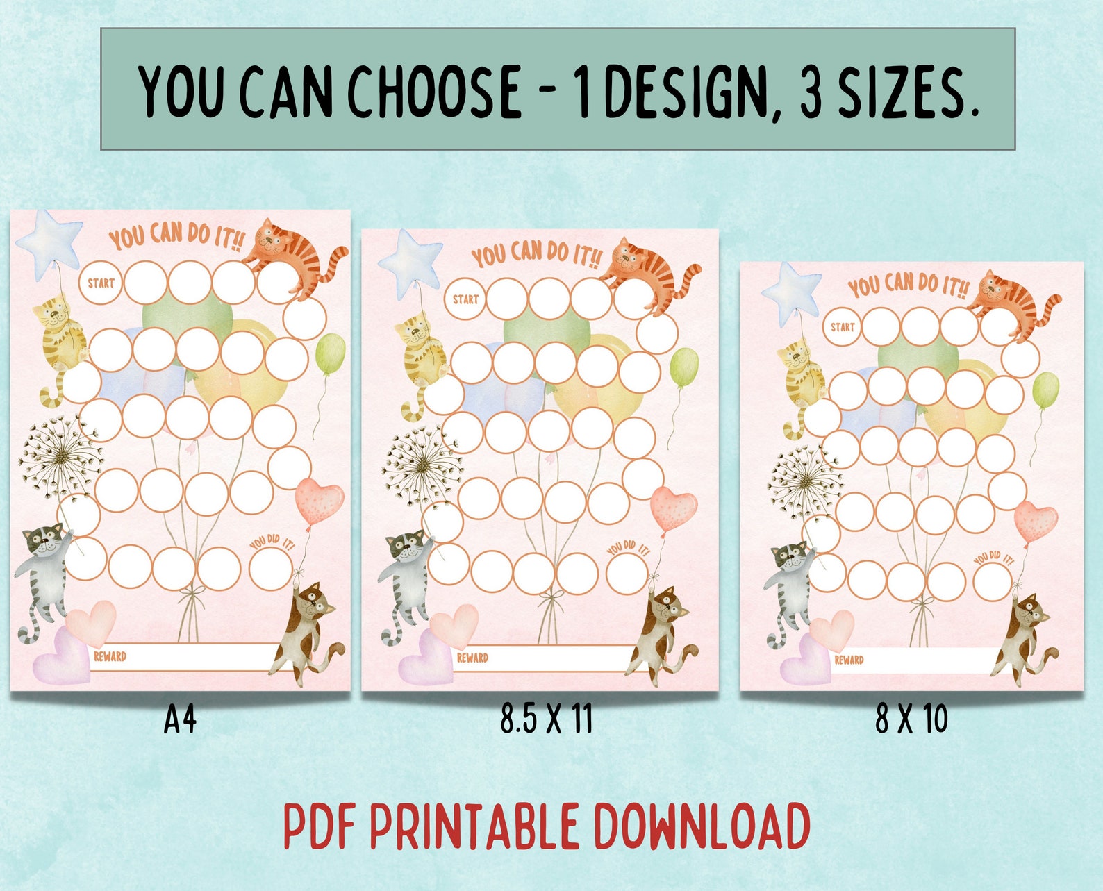 Cat Reward Chart , Printable Routine Sticker Chart, Behaviour Chart ...