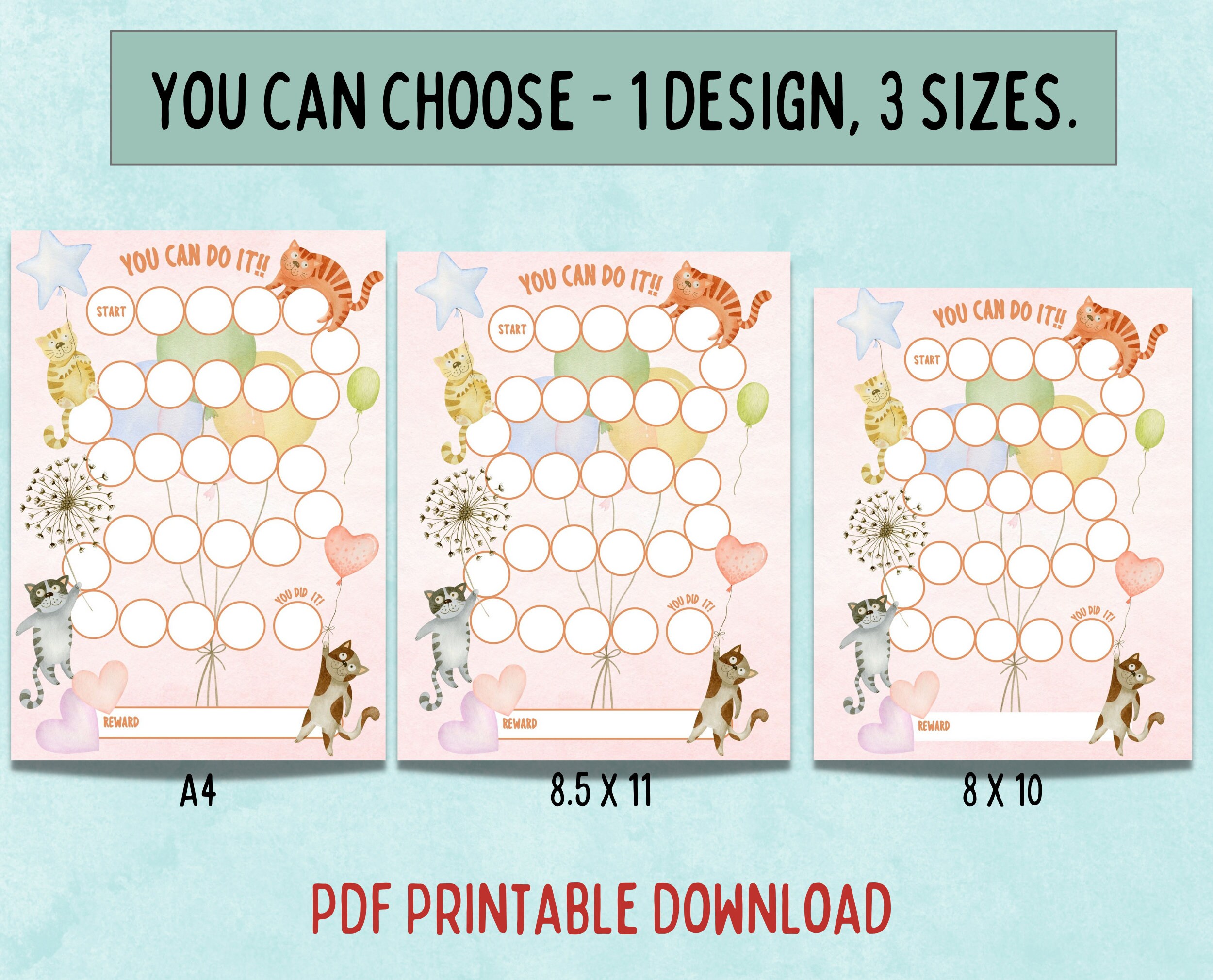 Cat Reward Chart , Printable Routine Sticker Chart, Behaviour Chart ...